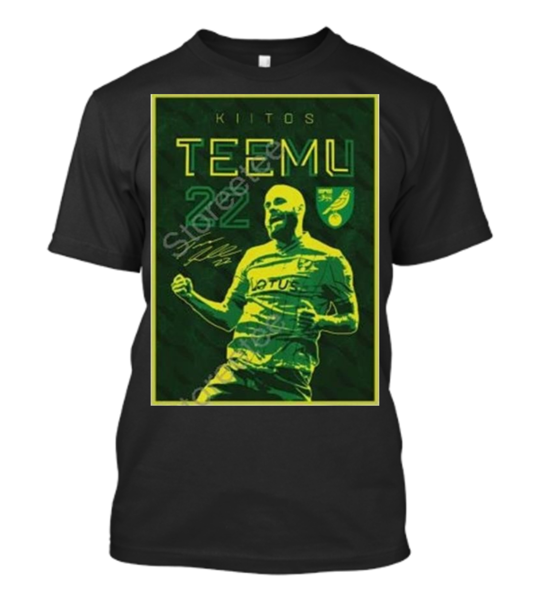 Kiitos Teemu 22 Norwich City Football Green Yellow T-Shirt