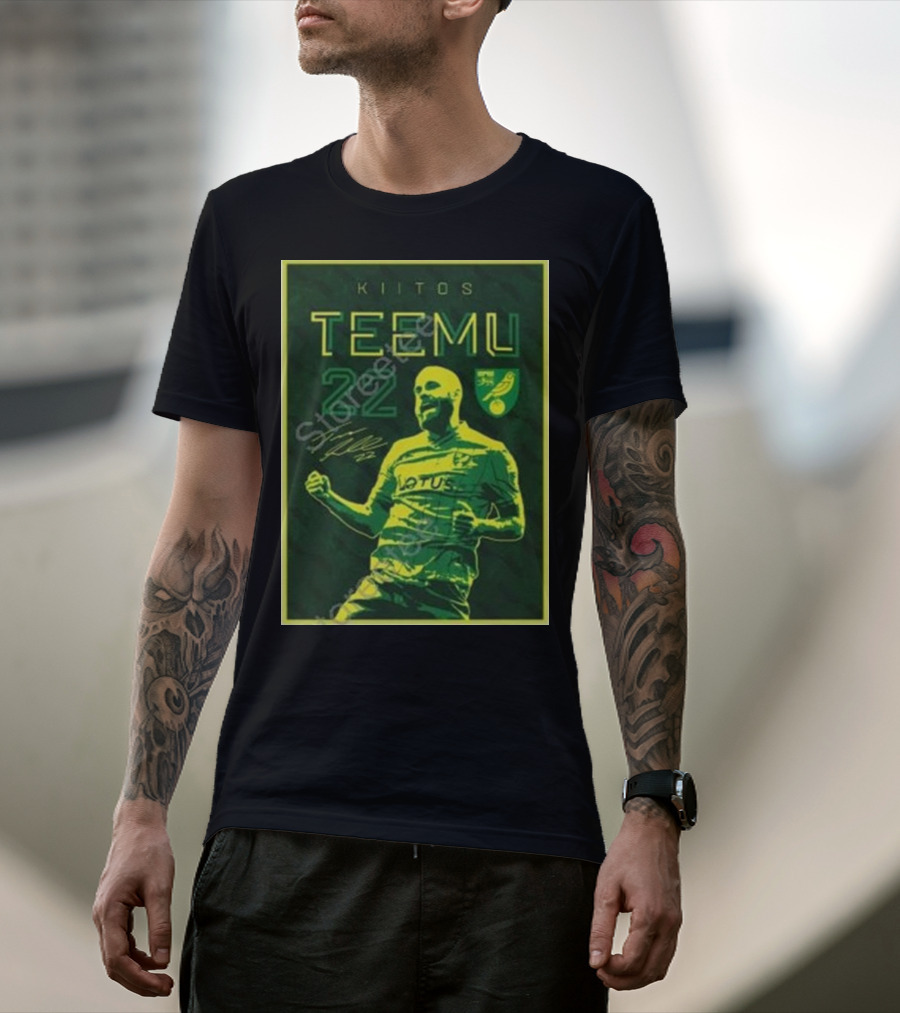Kiitos Teemu 22 Norwich City Football Green Yellow T-Shirt