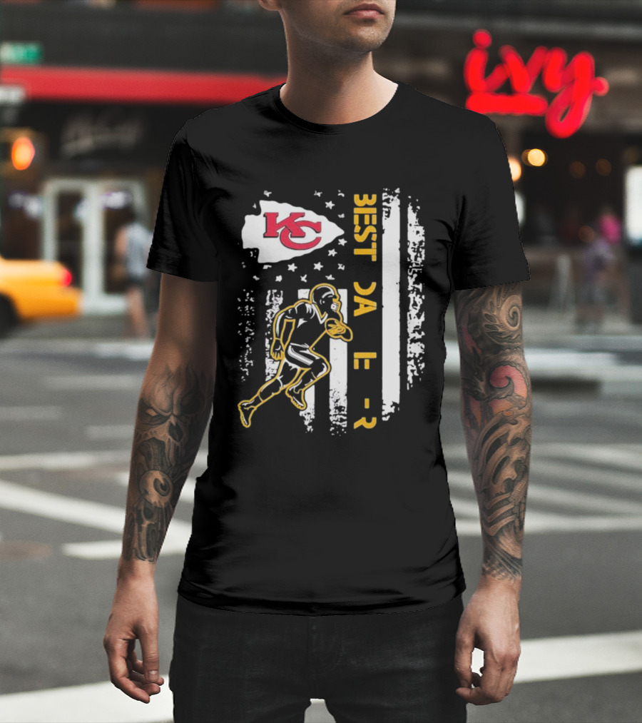 Best Dad Ever Kansas City Chiefs Football American Flag T-Shirt