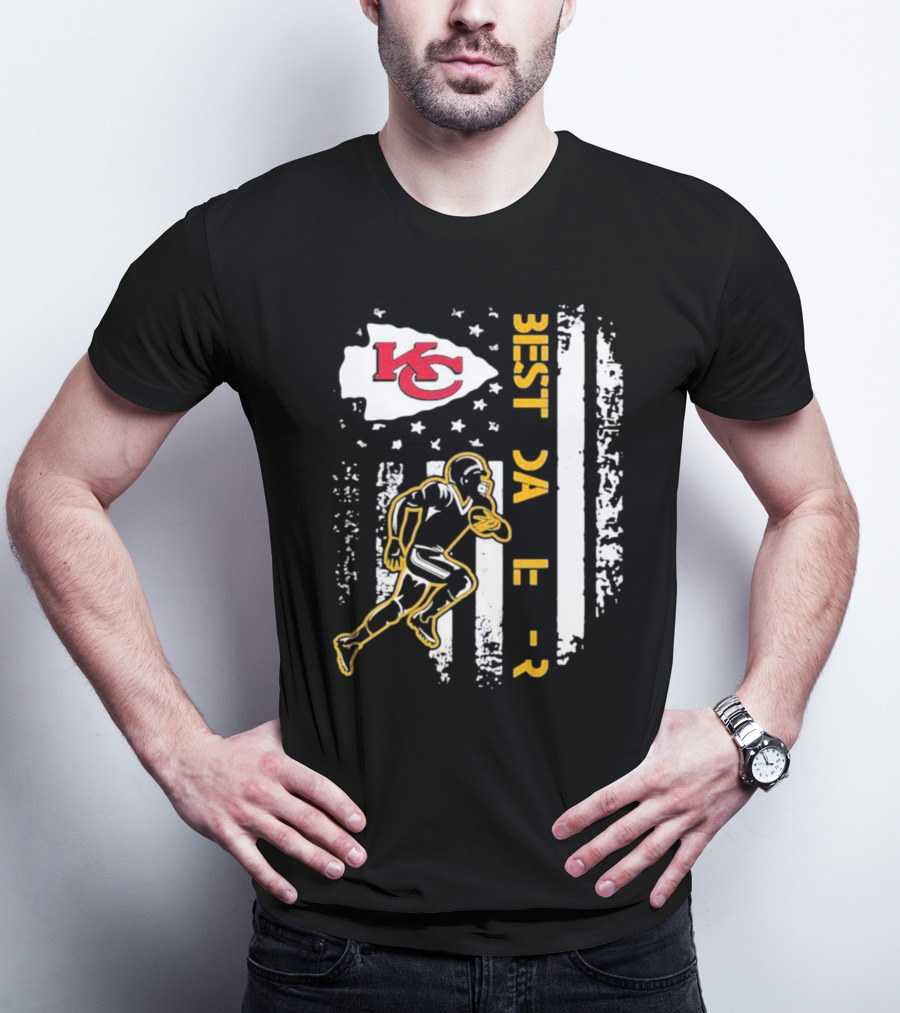 Best Dad Ever Kansas City Chiefs Football American Flag T-Shirt