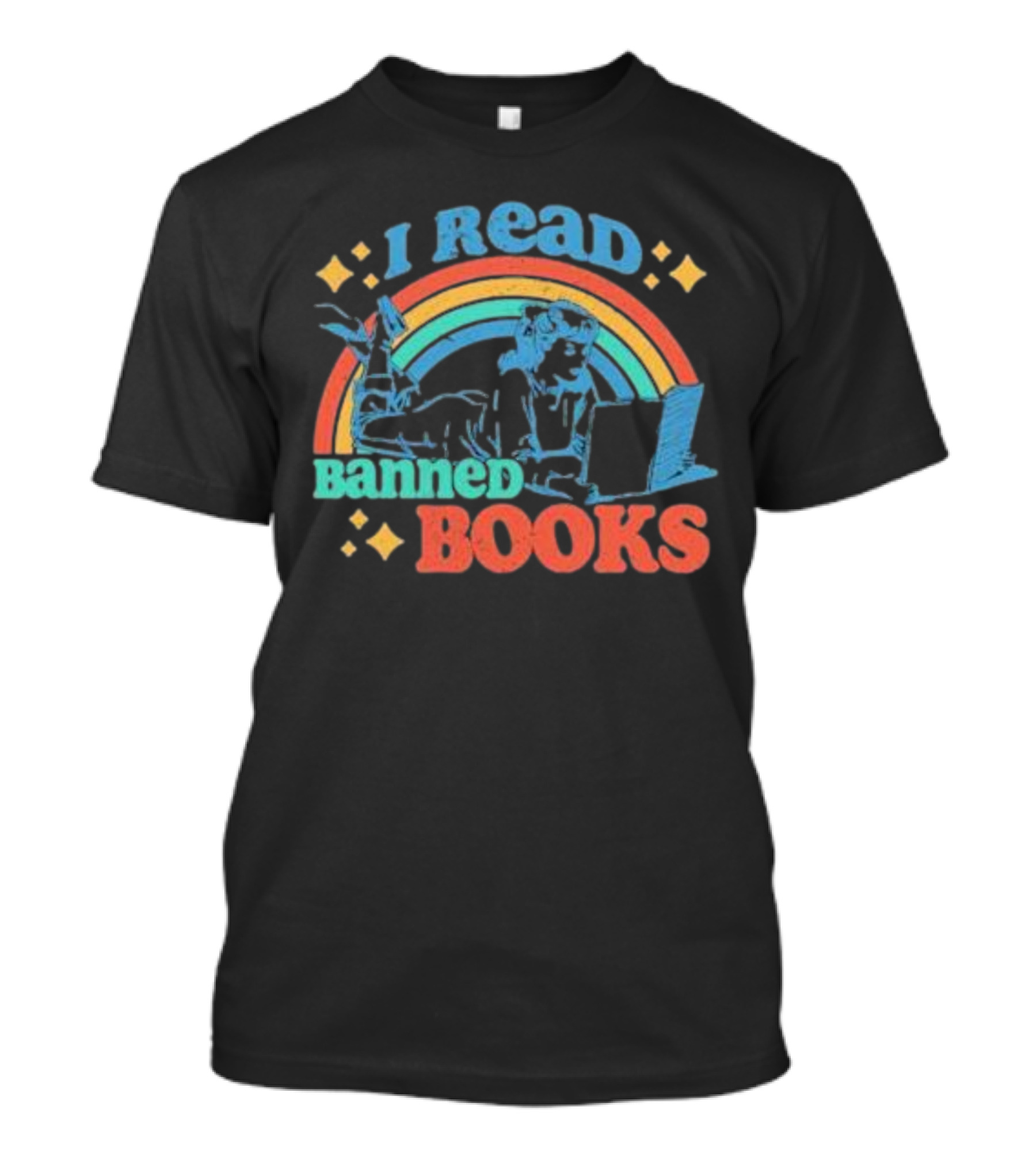 I Read Banned Books Retro Rainbow T-Shirt