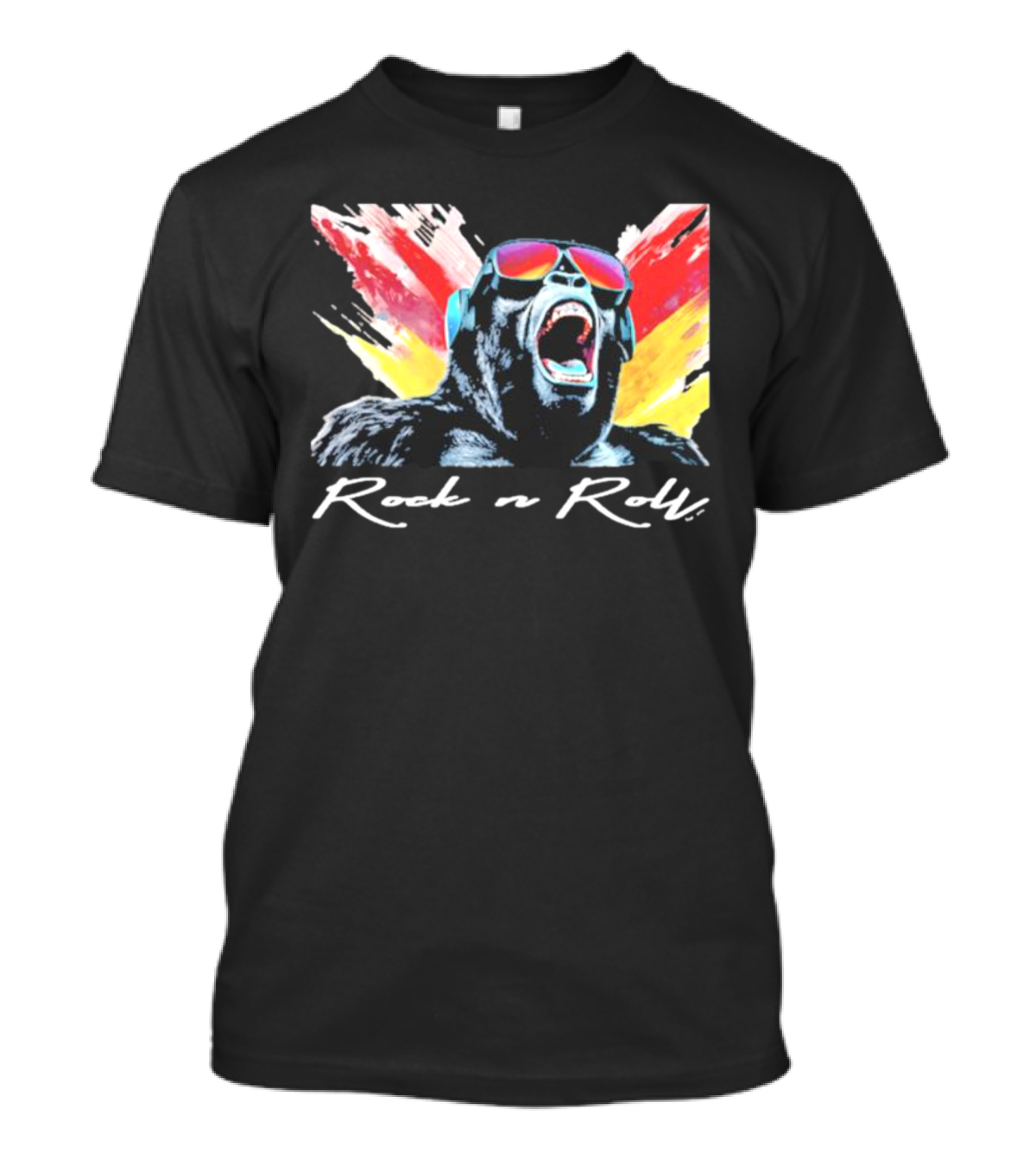 Rock N Roll Gorilla With Headphones And Sunglasses T-Shirt