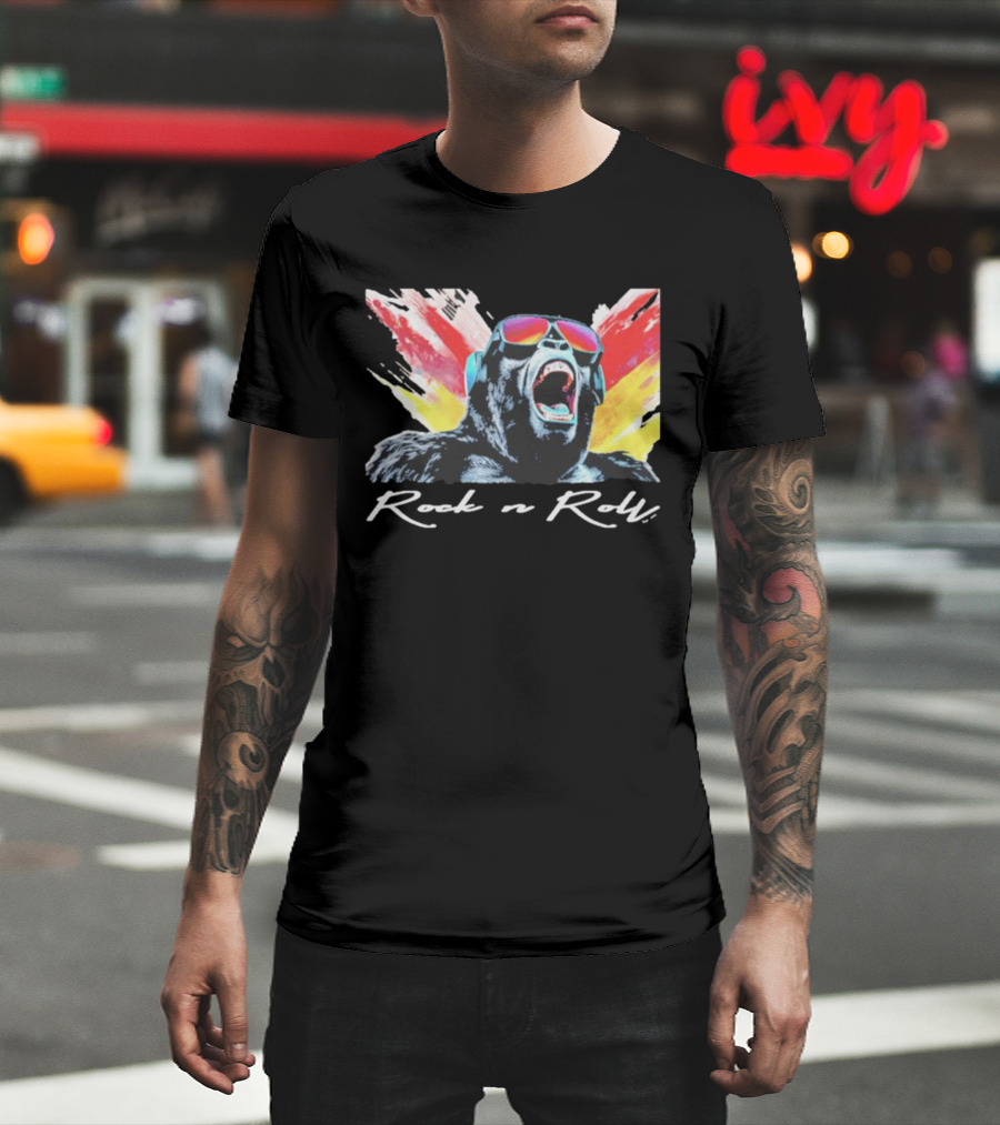 Rock N Roll Gorilla With Headphones And Sunglasses T-Shirt
