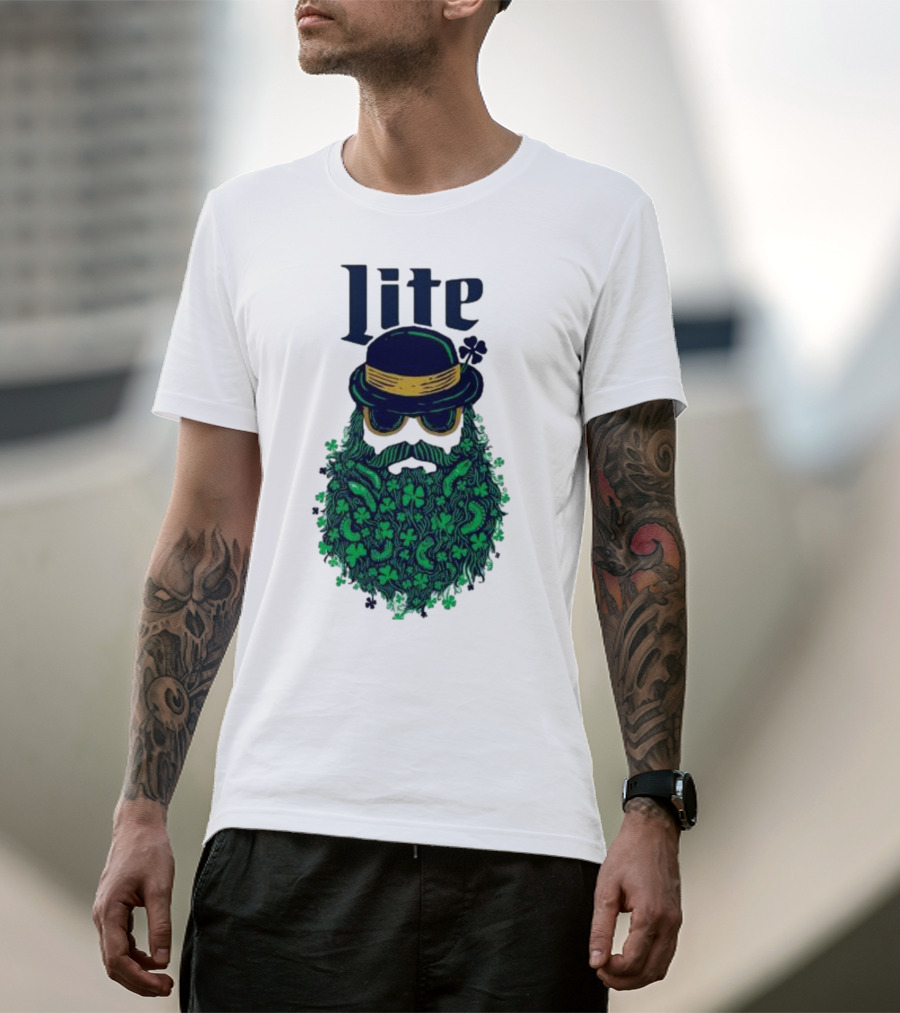 St Patrick’s Day Lite Hat And Green Beard With Shamrocks T-Shirt