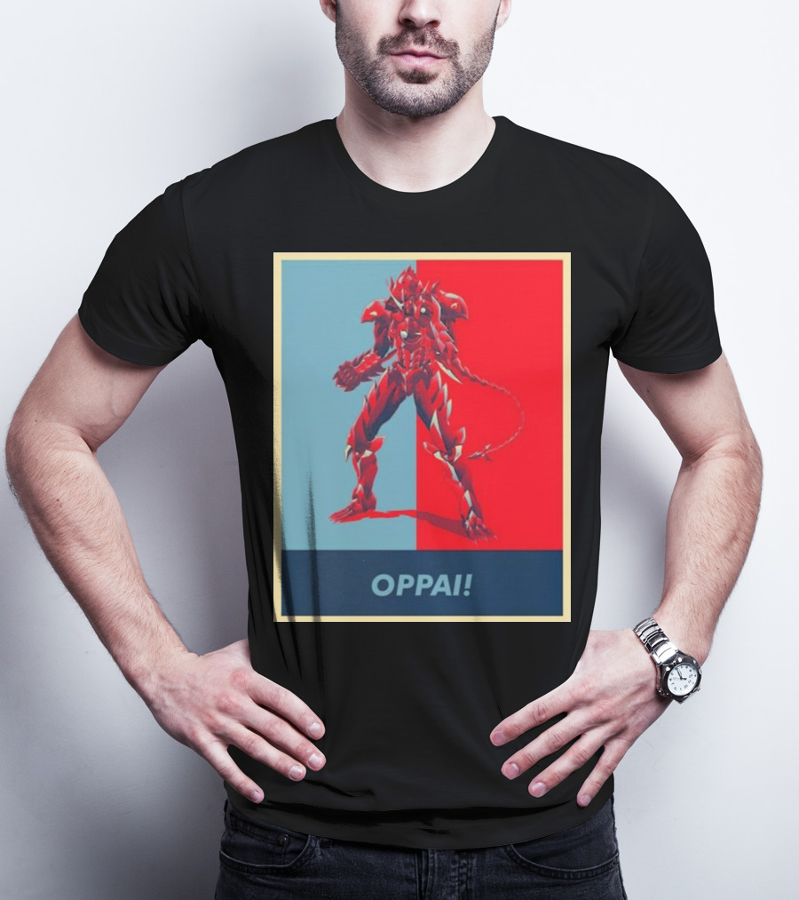 OPPAI Issei Hyoudou High School DxD Hope Style Mecha Fusion Red And Blue Dual Color Background T-Shirt