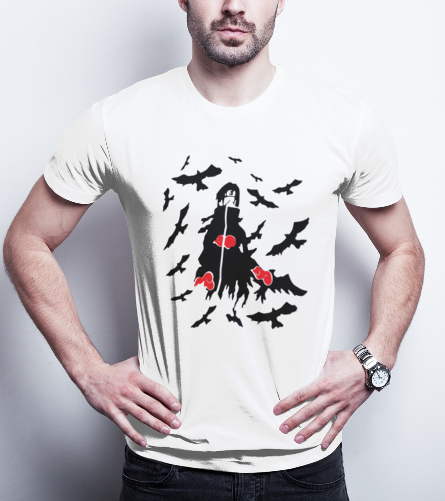 Itachi Uchiha Akatsuki Cloak And Crows With Red Clouds T-Shirt