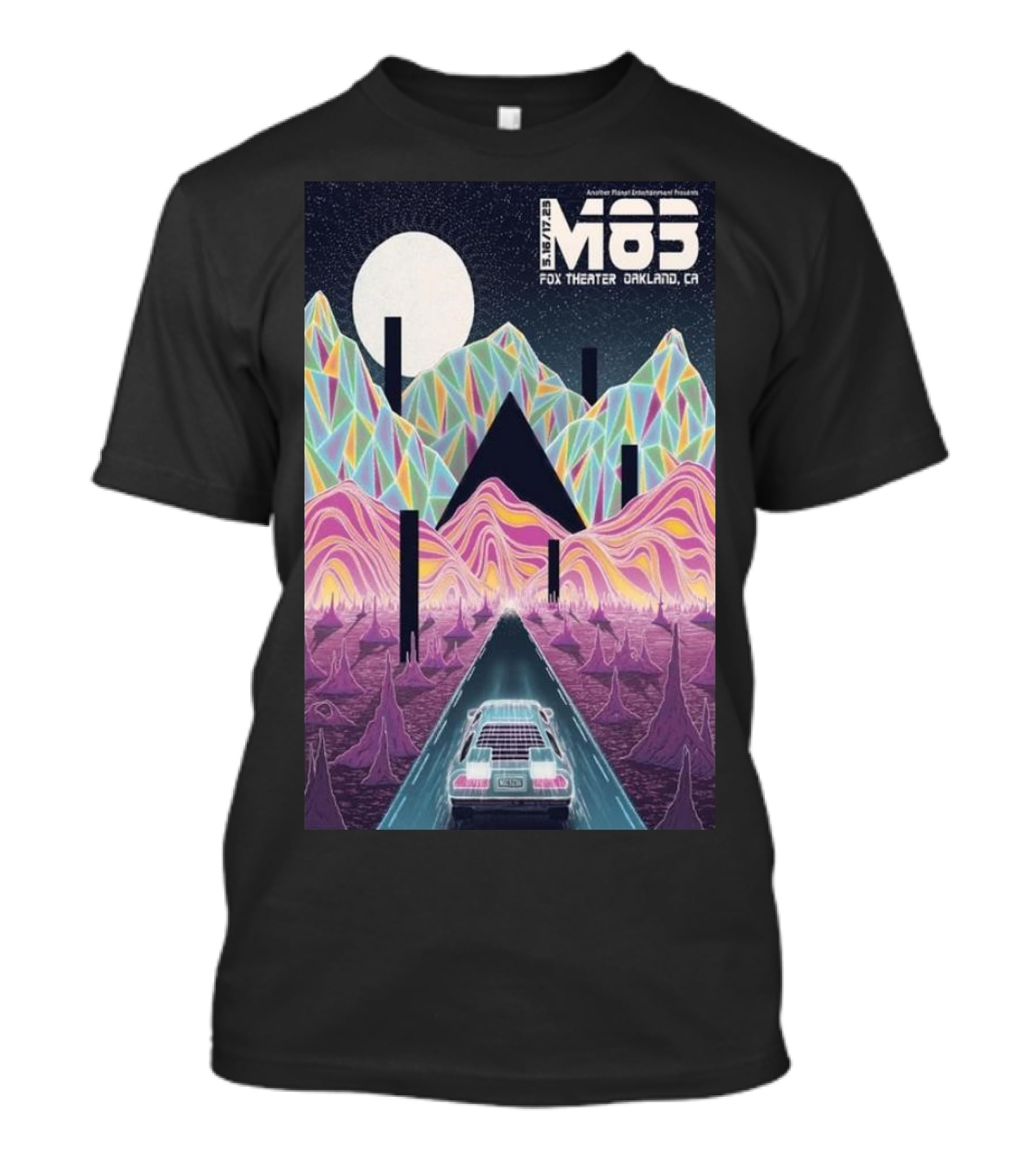 M83 Band Fox Theater Oakland CA May 16 And 17 Retro Futuristic Landscape T-Shirt