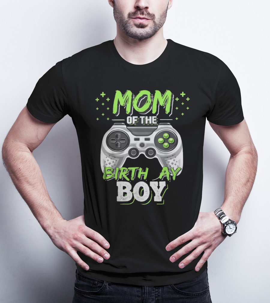 Mom Of The Birthday Boy Gamer Controller Matching Video Gamer Birthday Party T-Shirt