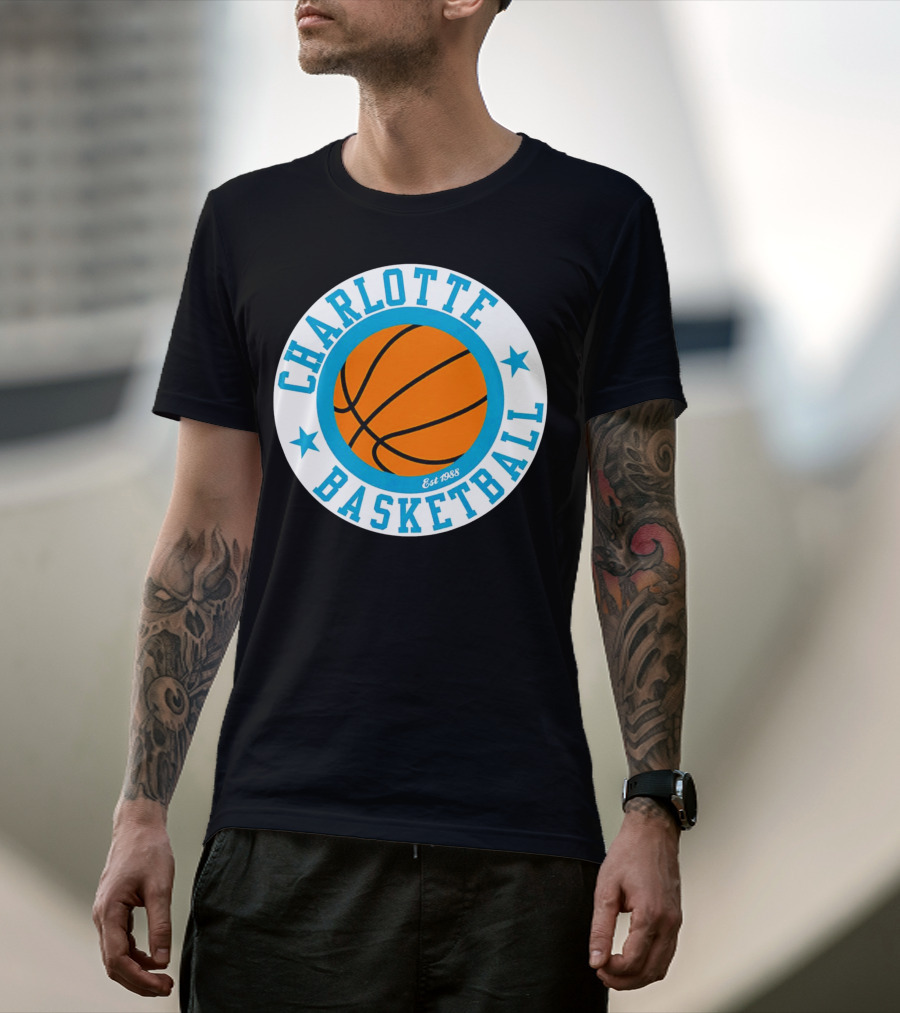 Charlotte Basketball Est 1988 Logo Vintage Style Circle Emblem T-Shirt