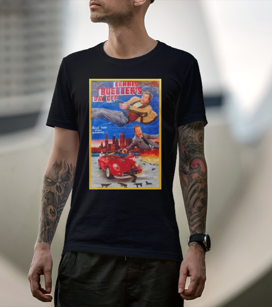 Ferris Bueller's Day Off Royal Gato Video Ashaiman Explosive Artwork With Thrilling City Escape T-Shirt