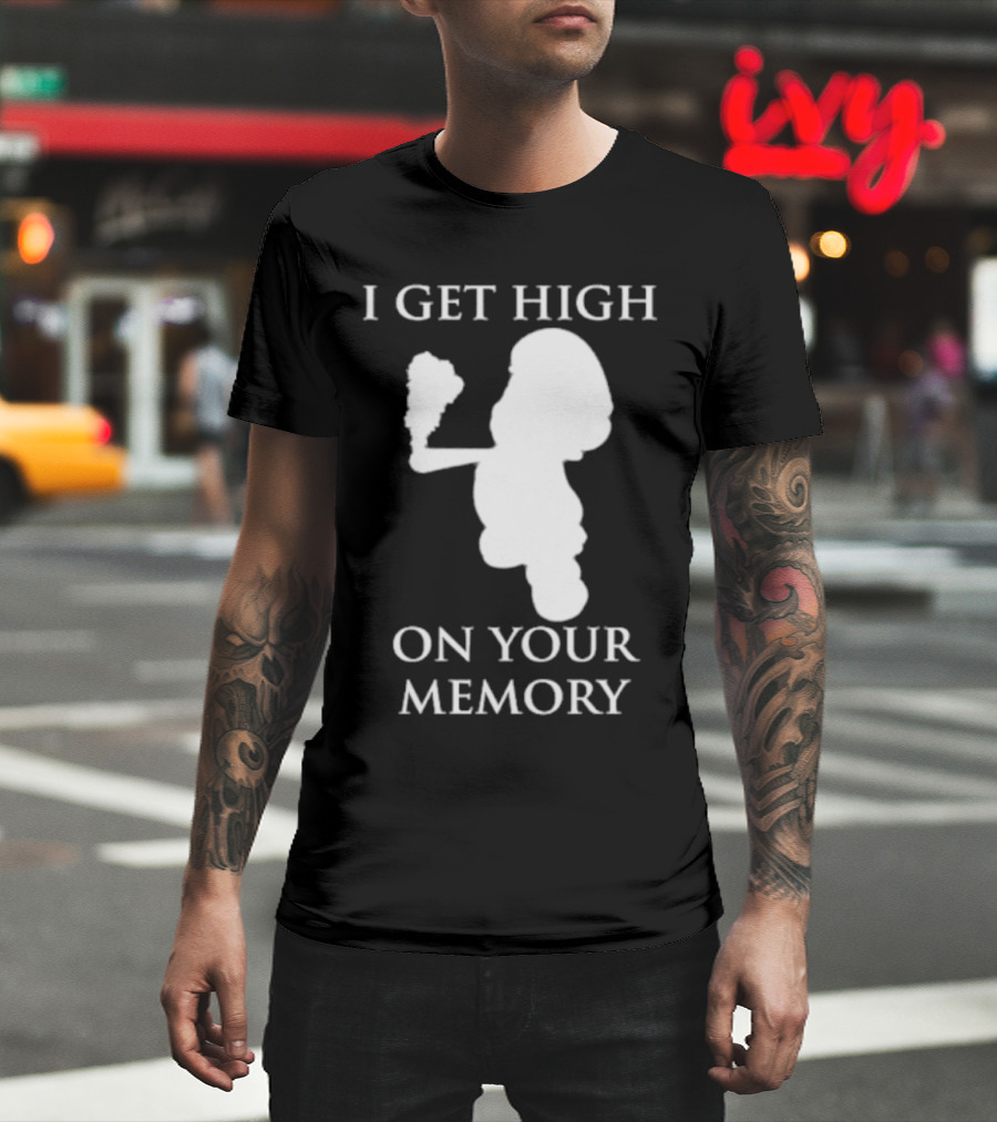 I Get High On Your Memory Mario Silhouette Smoking Pipe T-Shirt