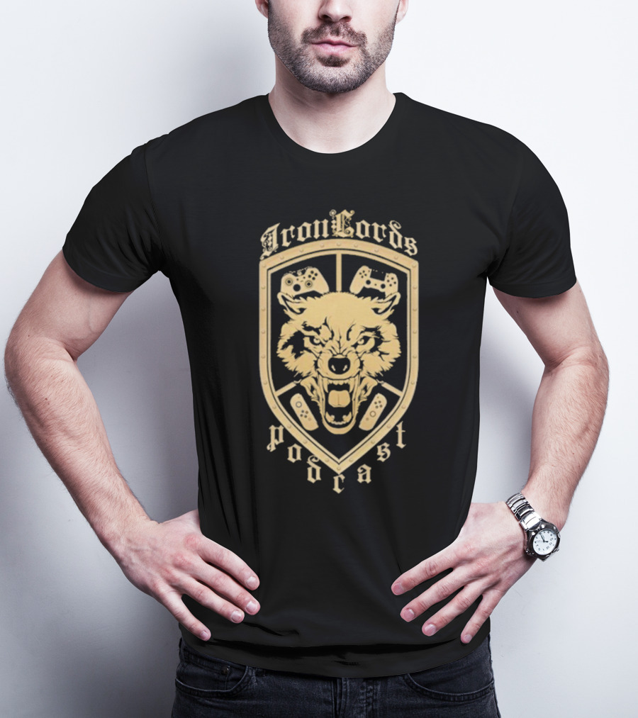 Iron Lords Podcast Wolf Emblem Gaming Controllers Crest T-Shirt