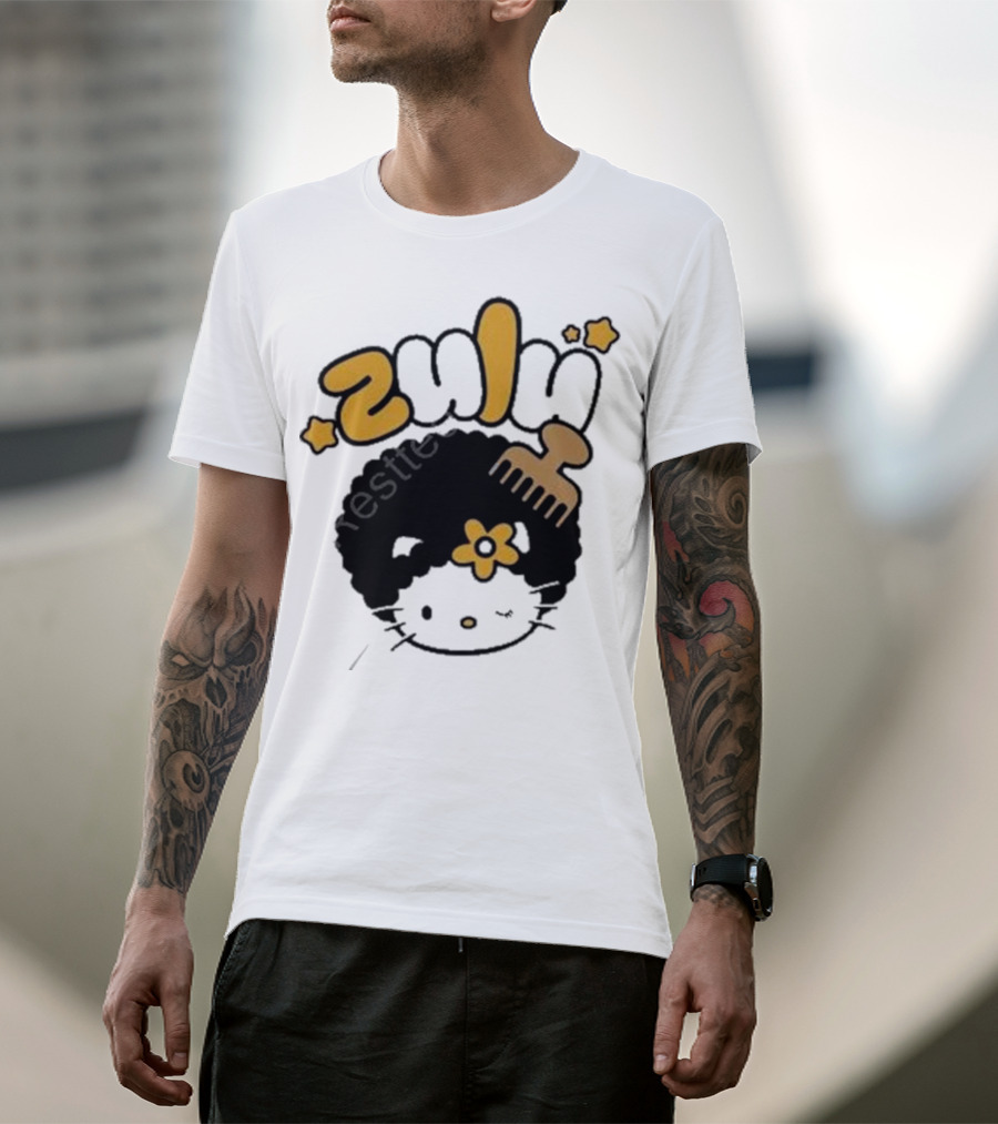 Zulu Kitty Afro Comb And Star T-Shirt
