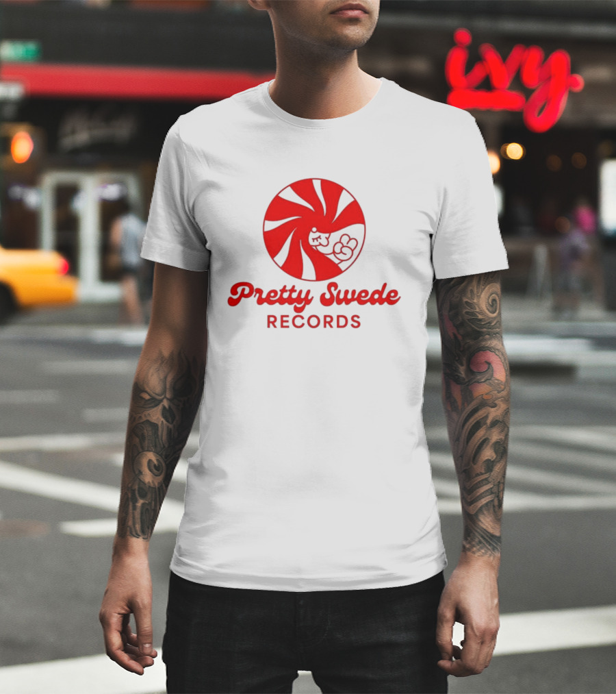 Pretty Swede Records Red Swirl And Hand T-Shirt