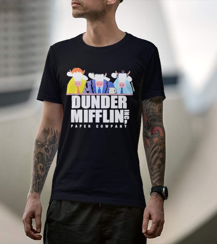 Dunder Mifflin Inc Paper Cowpany Cow Characters T-Shirt