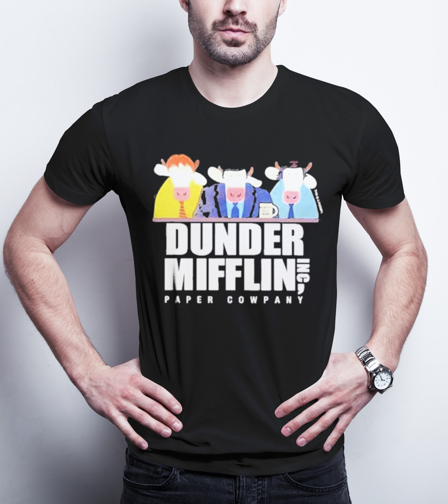 Dunder Mifflin Inc Paper Cowpany Cow Characters T-Shirt