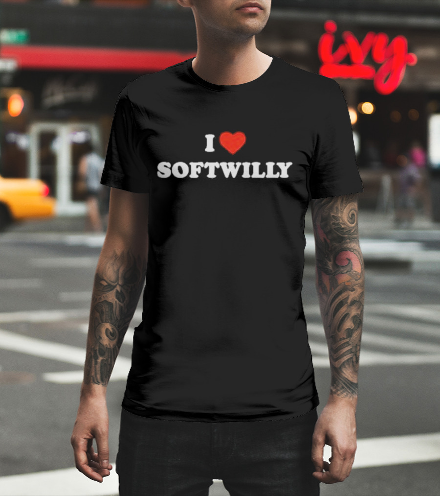 I Heart Softwilly Bold White Letters Red Heart T-Shirt