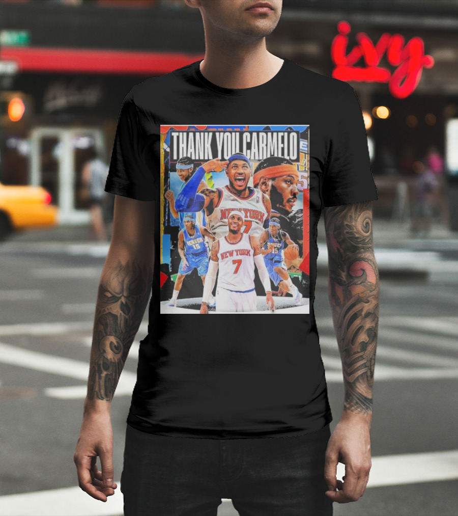 Thank You Carmelo New York 7 Denver 15 Basketball T-Shirt