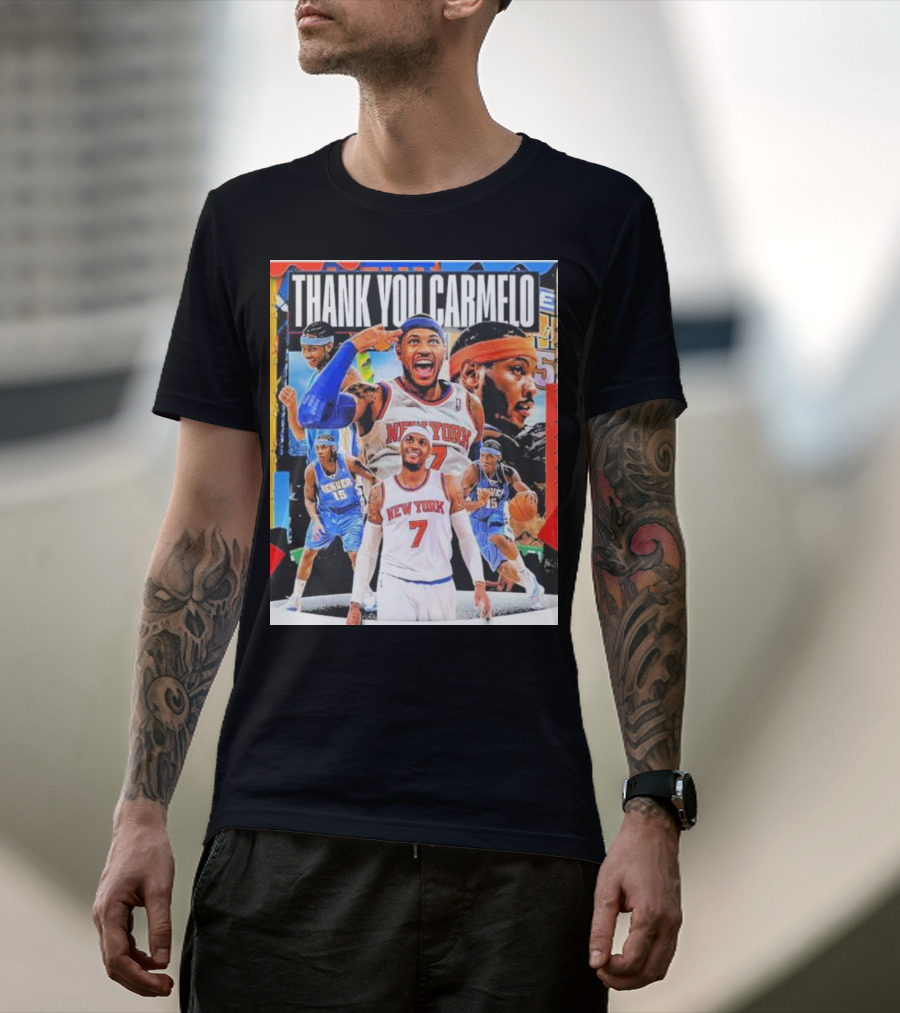 Thank You Carmelo New York 7 Denver 15 Basketball T-Shirt