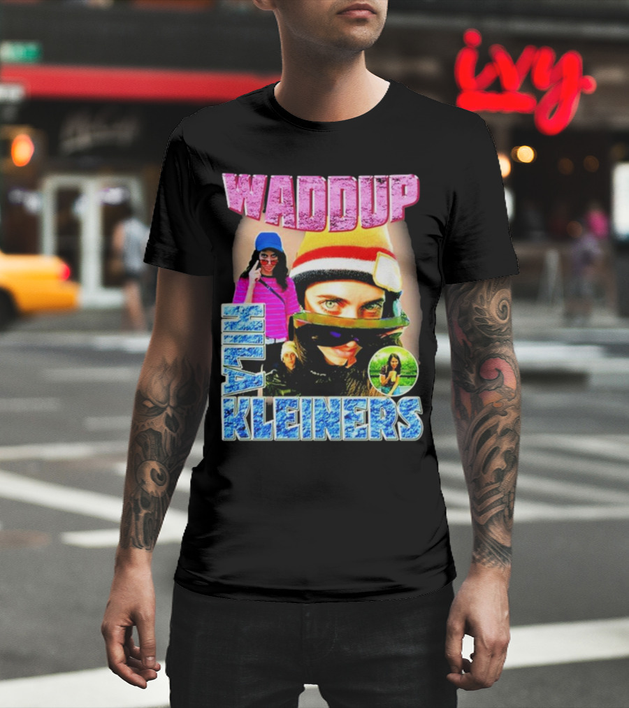 Waddup Hila Kleiners Colorful Ski Mask And Sunglasses Collage T-Shirt