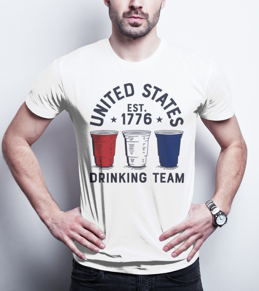 United States Drinking Team Est 1776 Red White Blue Cups T-Shirt
