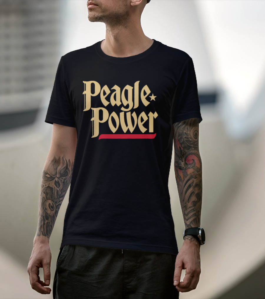 Peagle Power Retro Style Text With Red Underline And Star T-Shirt