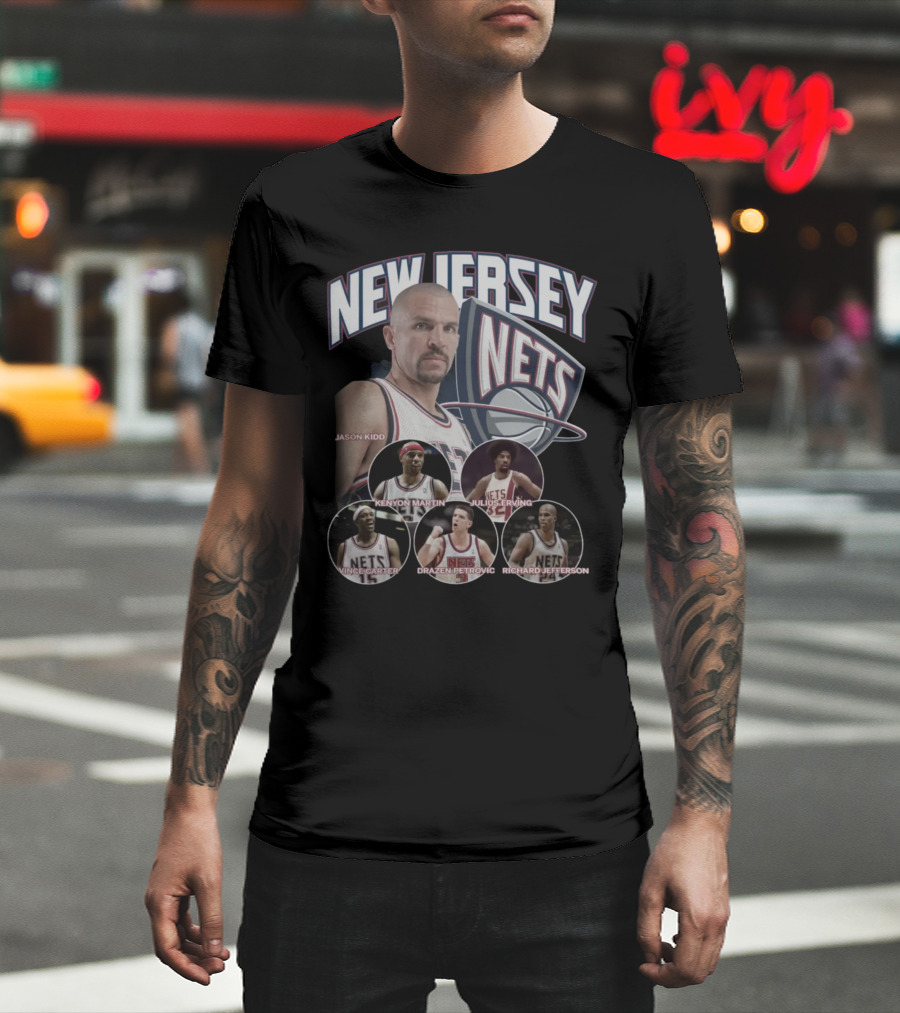 New Jersey Nets Jason Kidd Kenyon Martin Julius Erving Vince Carter Drazen Petrovic Richard Jefferson T-Shirt