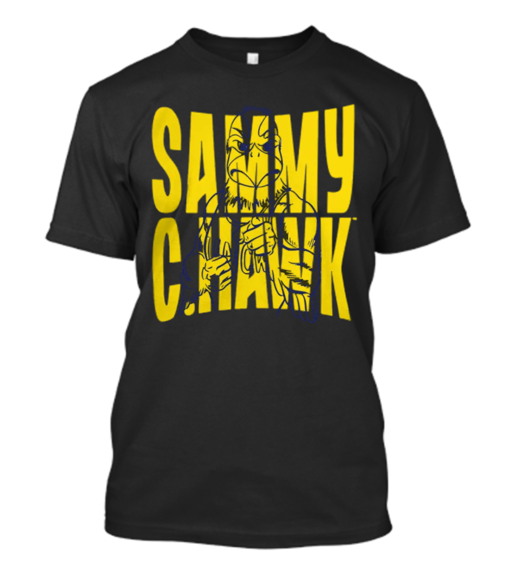 UNC Wilmington Seahawks Sammy C. Hawk Bold Yellow Text With Mascot Outline T-Shirt