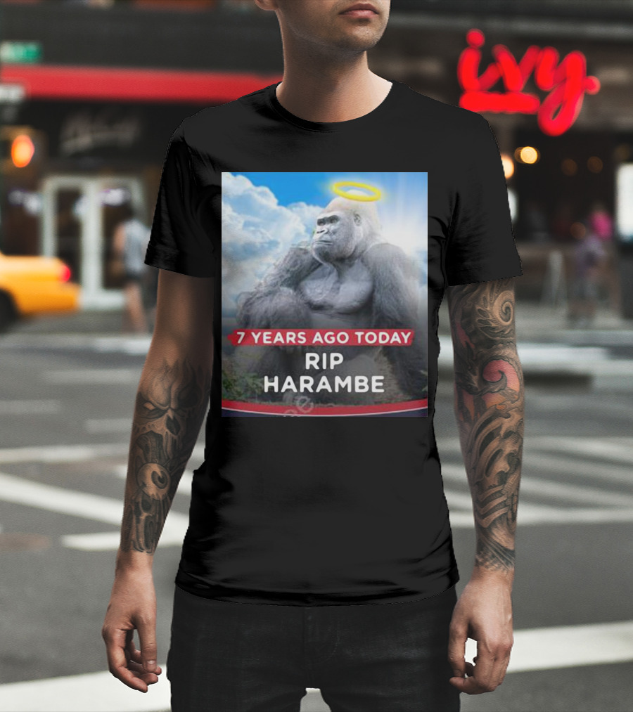 7 Years Ago Today Rip Harambe Halo Clouds T-Shirt