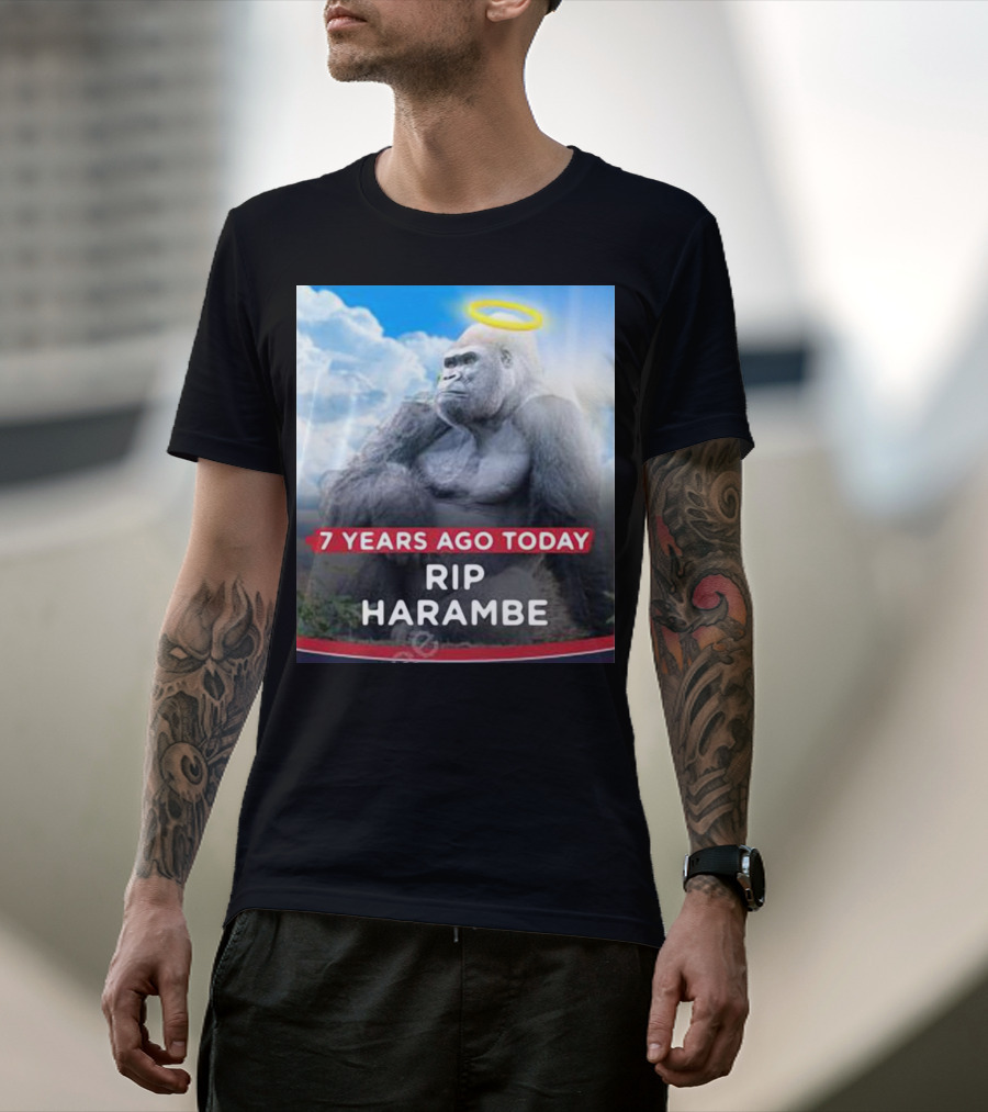 7 Years Ago Today Rip Harambe Halo Clouds T-Shirt