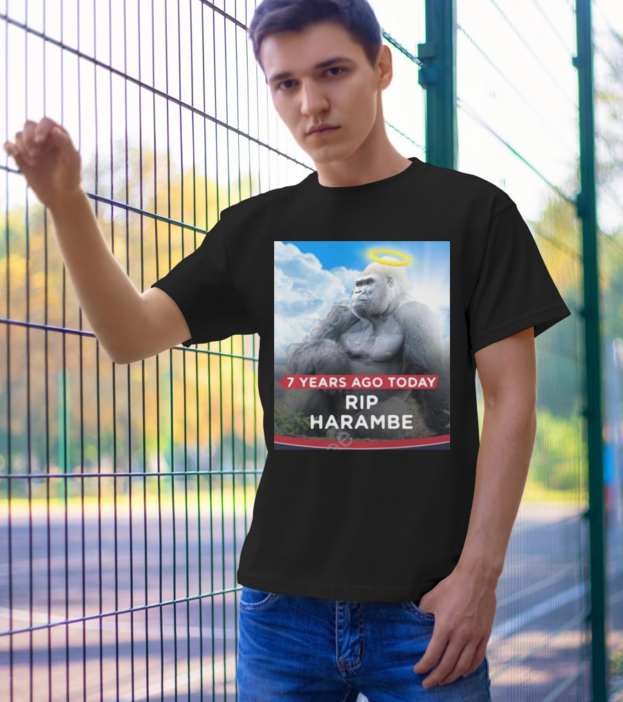 7 Years Ago Today Rip Harambe Halo Clouds T-Shirt