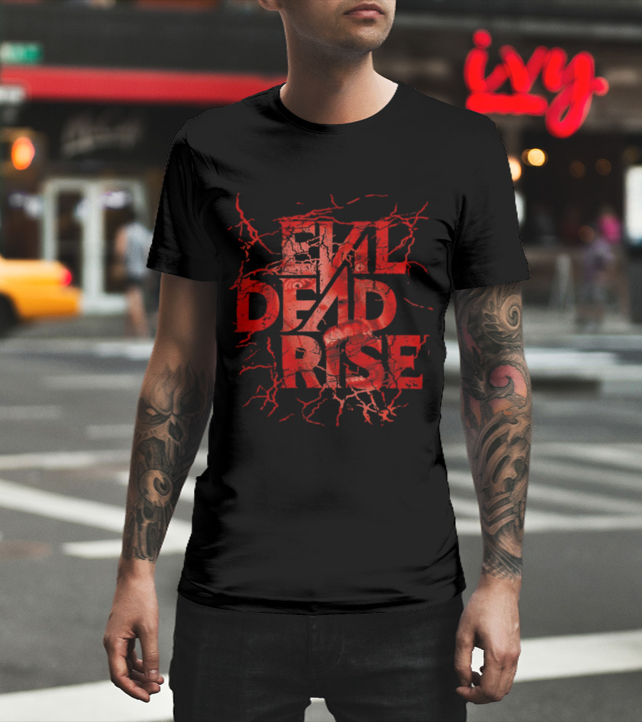 Evil Dead Rise Primal Scream Fractured Red Text With Eyes And Mouth T-Shirt