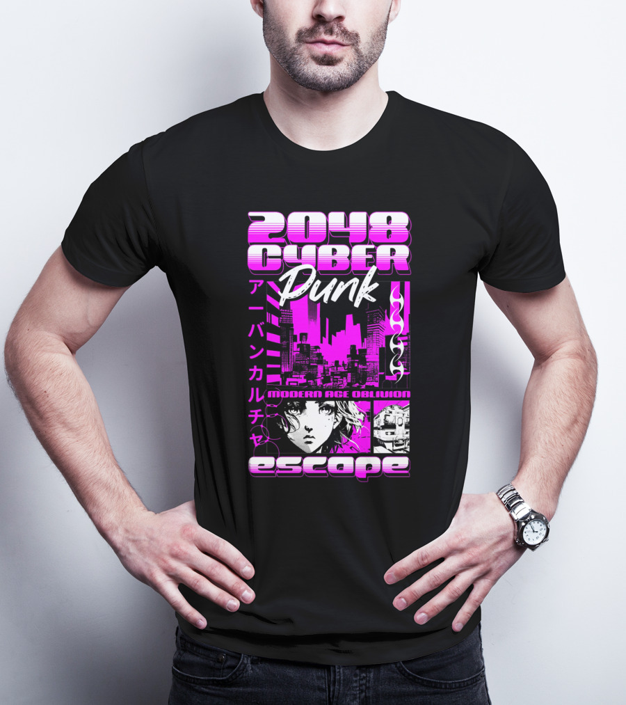 2048 Cyber Punk Escape Modern Age Oblivion Japanese Anime Urban Culture T-Shirt