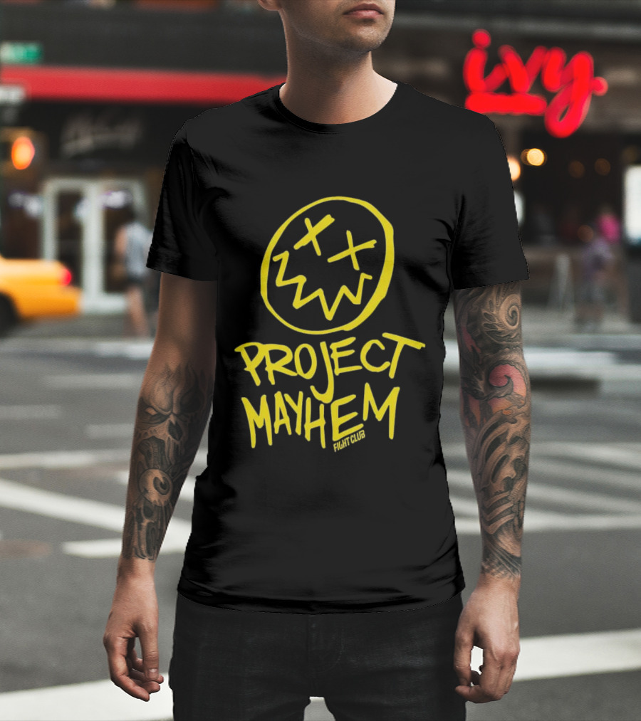 Fight Club Project Mayhem Men's Yellow Face Icon X Eyes T-Shirt