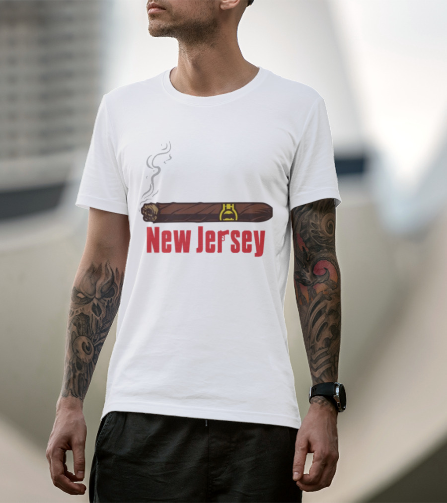New Jersey Smoking Cigar Emblem T-Shirt