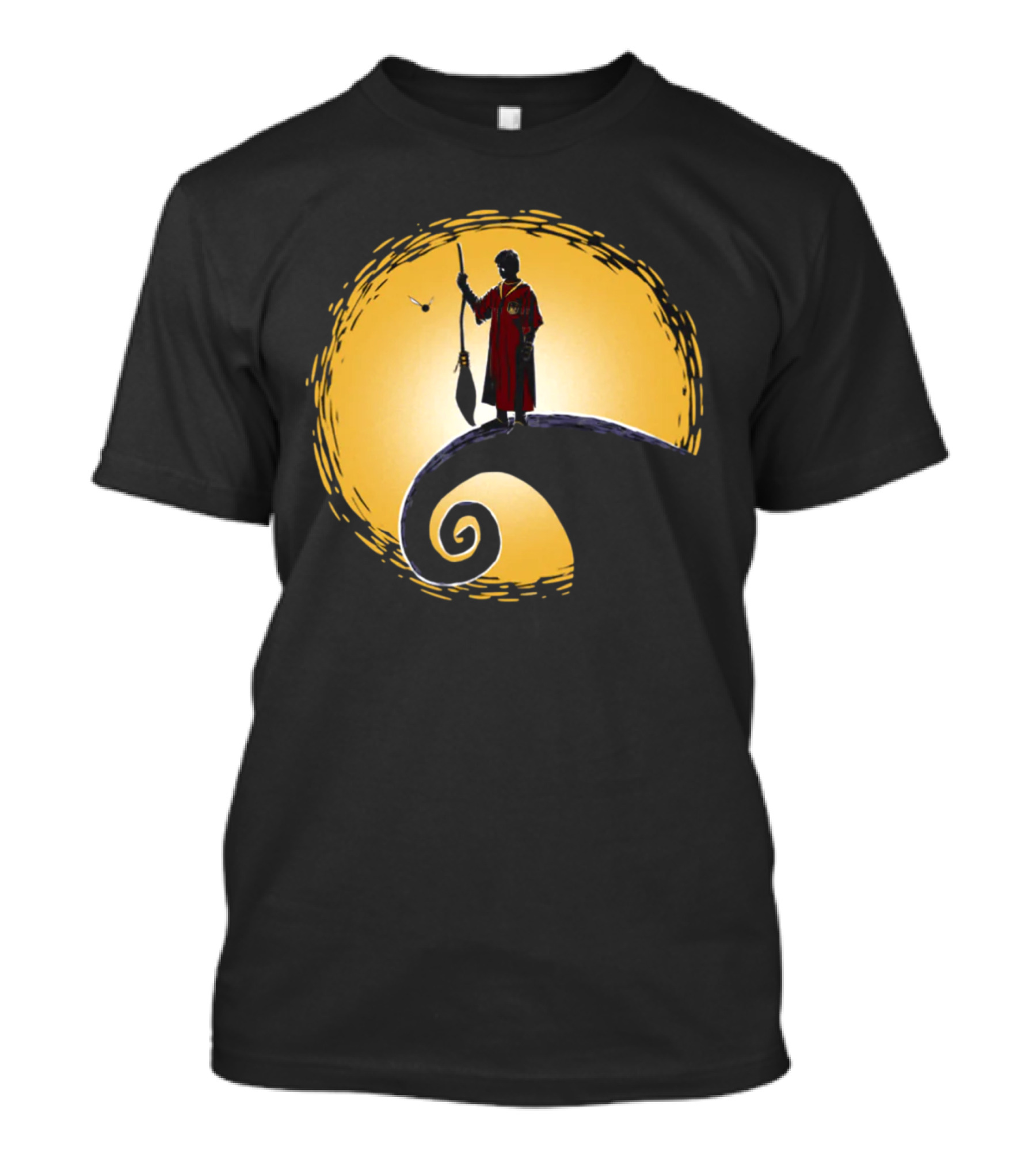 Quidditch Before Christmas Wizards Moon Scene T-Shirt