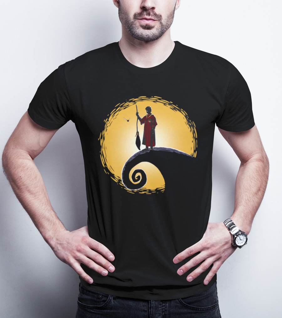 Quidditch Before Christmas Wizards Moon Scene T-Shirt