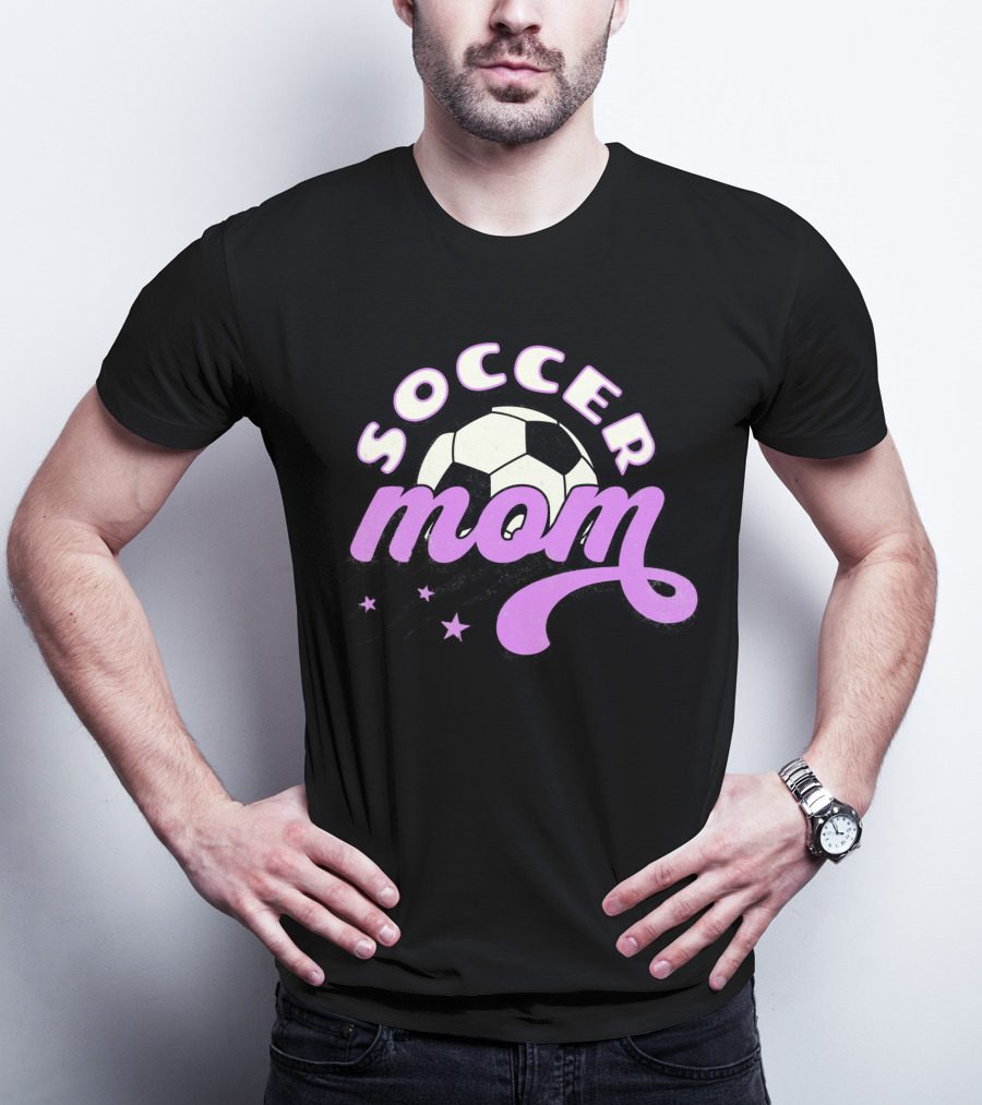 Soccer Mom Retro Style With Soccer Ball And Stars T-Shirt