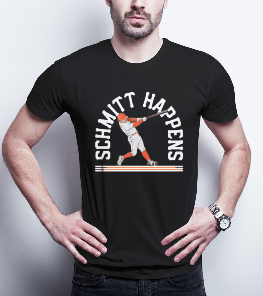 Schmitt Happens Baseball Player Swinging Bat T-Shirt