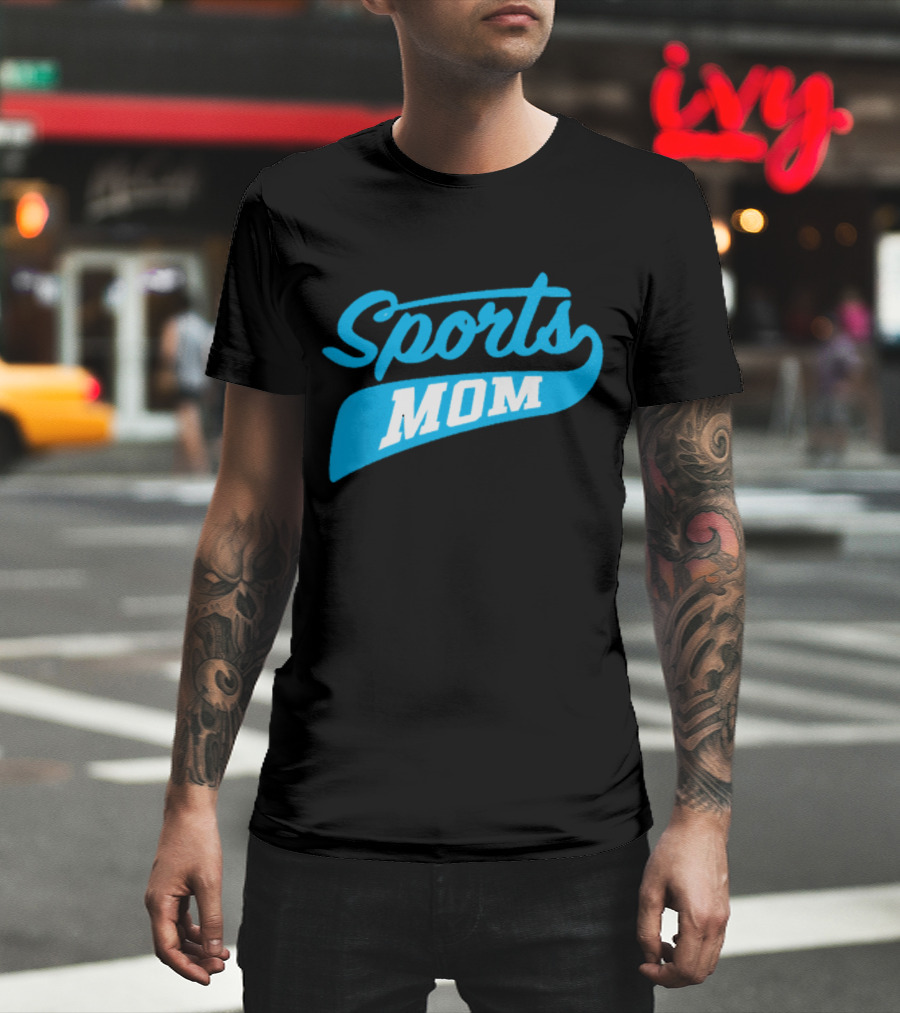 Sports Mom Blue Script Style T-Shirt