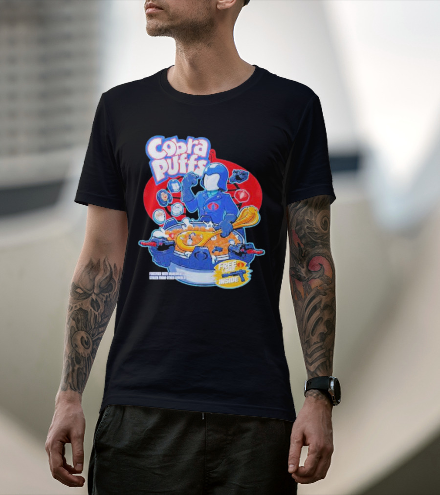 Cobra Puffs Free Laser Inside Funko Pop Style Cereal Commander Cartoon Scene T-Shirt