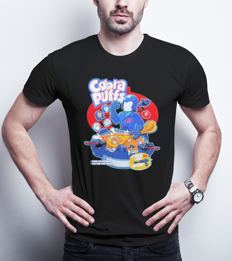 Cobra Puffs Free Laser Inside Funko Pop Style Cereal Commander Cartoon Scene T-Shirt