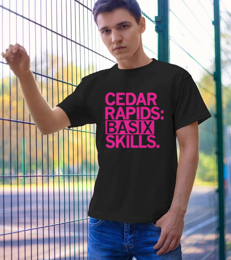 Cedar Rapids Basix Skills Retro Bold Typography T-Shirt