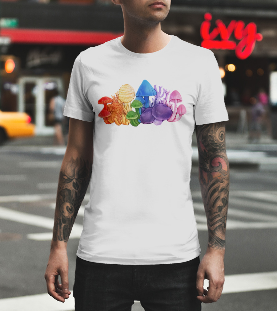 NZ Rainbow Fungi Colorful Mushroom Collection T-Shirt