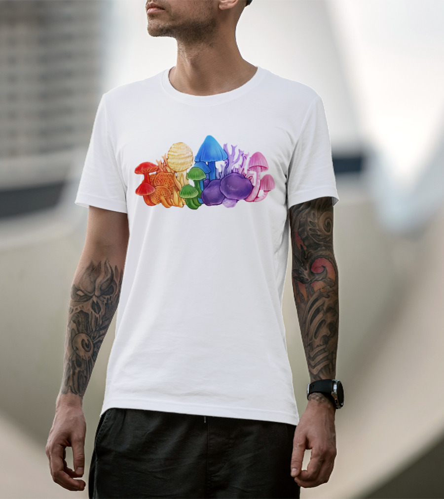 NZ Rainbow Fungi Colorful Mushroom Collection T-Shirt