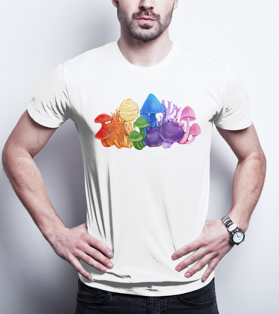 NZ Rainbow Fungi Colorful Mushroom Collection T-Shirt
