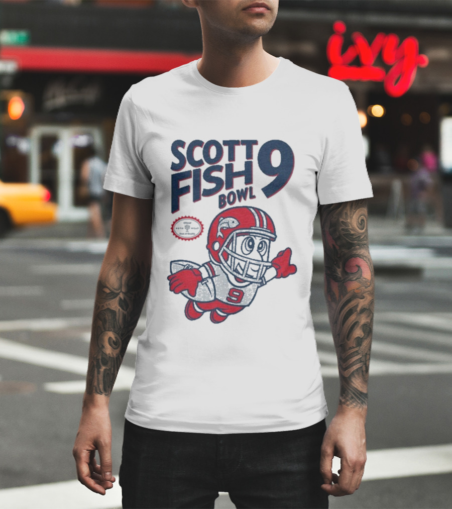 Scott Fish Bowl 9 Football Player Mascot T-Shirt
