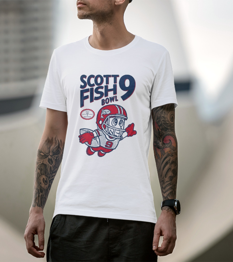 Scott Fish Bowl 9 Football Player Mascot T-Shirt