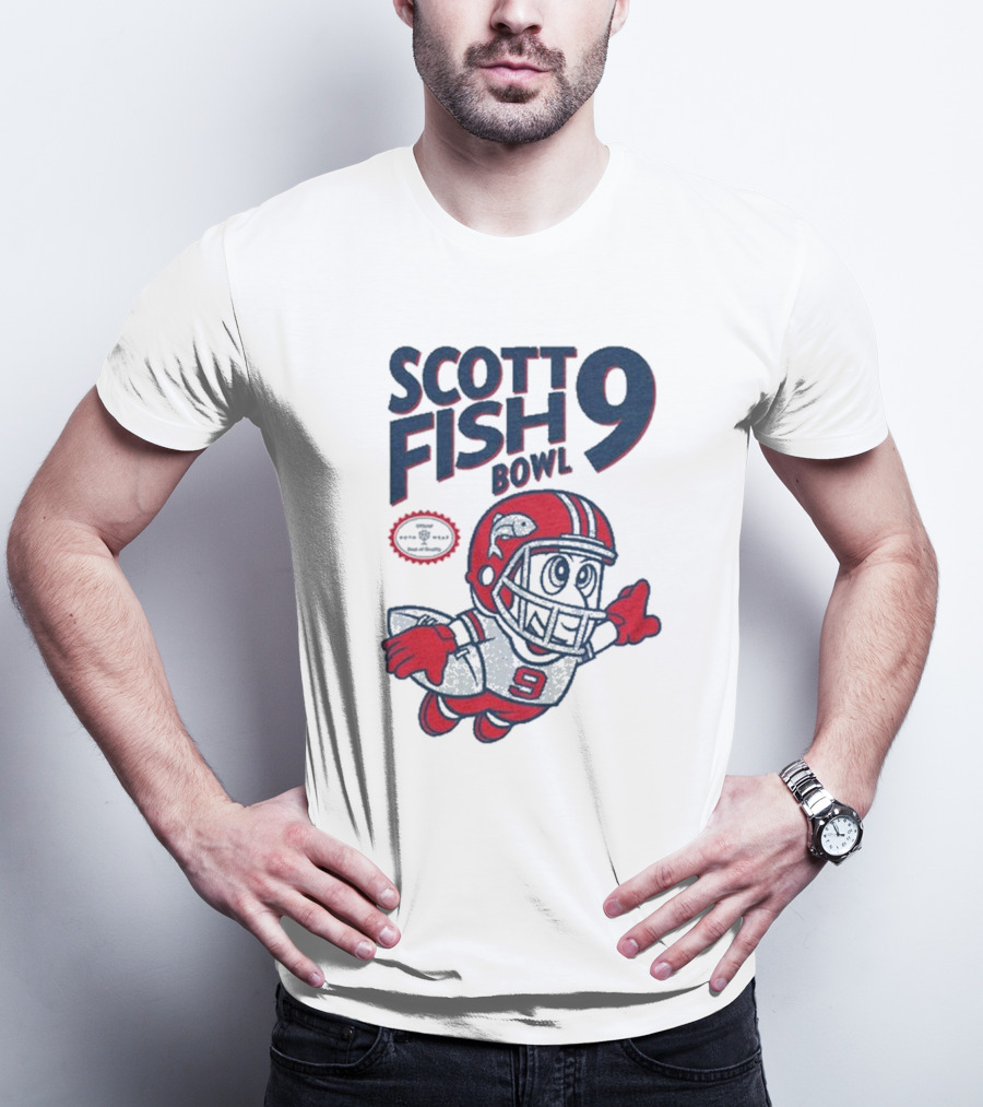 Scott Fish Bowl 9 Football Player Mascot T-Shirt