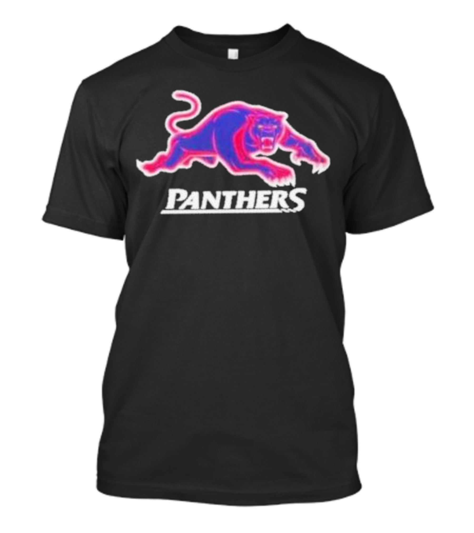 Penrith Panthers Retro Style Neon Pink Blue Panther T-Shirt